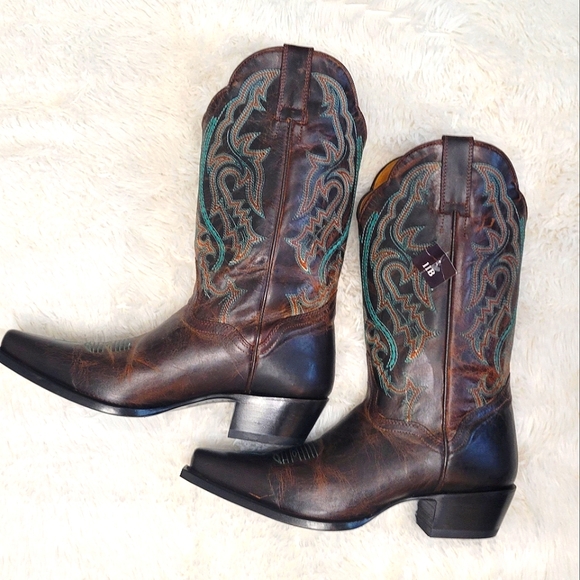 J.B. Dillon | Shoes | New Womens Jb Dillon Cowboy Boots Leather Country Mad Dog Turquoise Inlay ...